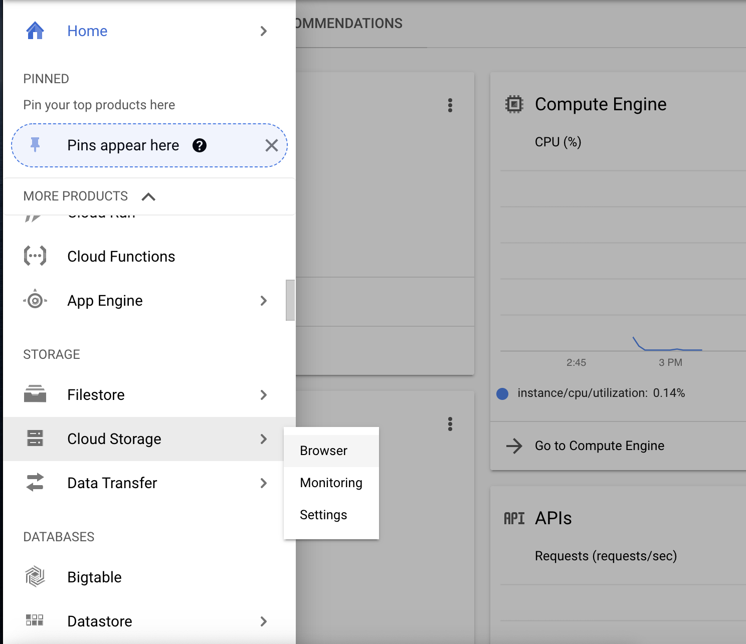 Next, click the "CREATE BUCKET" option to begin creating your storage ...